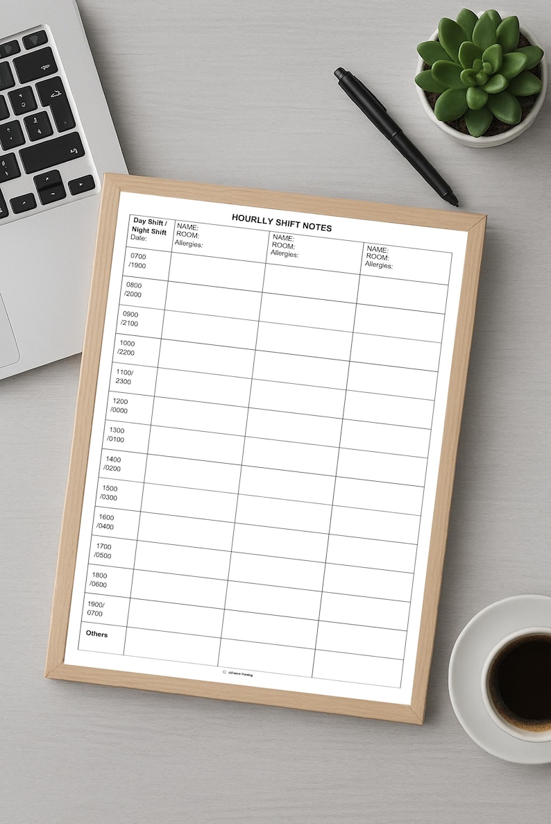 Nurse Report Sheet | Hourly Shift Organizer Template (canva & PDF) - Etsy