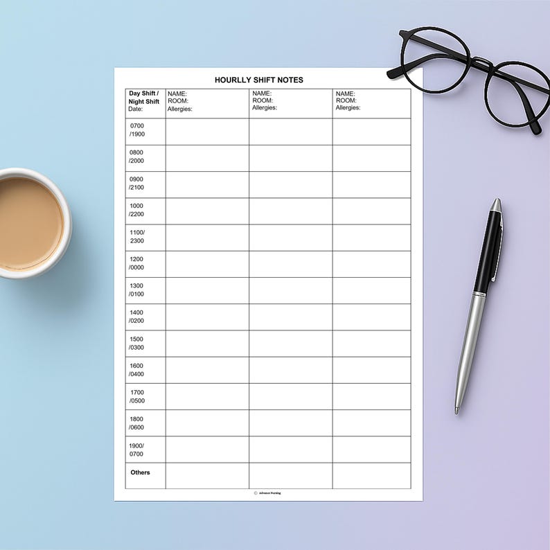 Nurse Report Sheet | Hourly Shift Organizer Template (canva & PDF) - Etsy