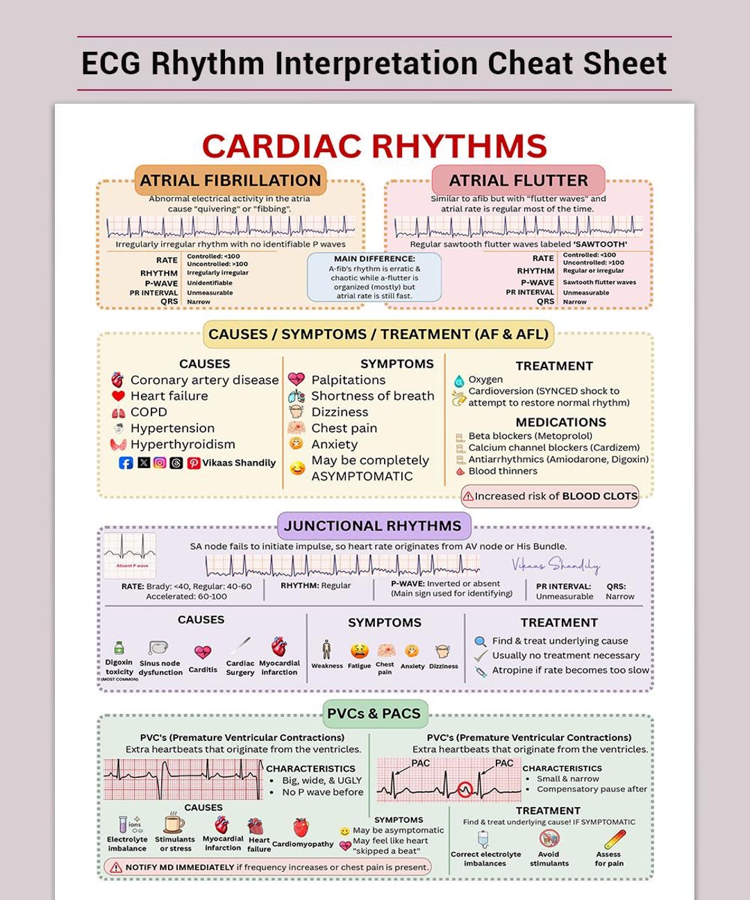 Cardiac Rhythms Study Guide for Nurses | ECG Interpretation (PDF ...