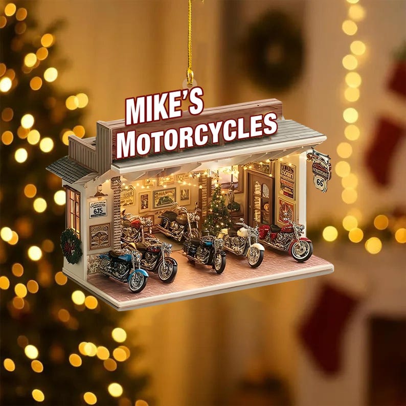 Personalized 2D FLAT (NOT 3D) Acrylic Motorcycle Shop Ornament, Custom ...