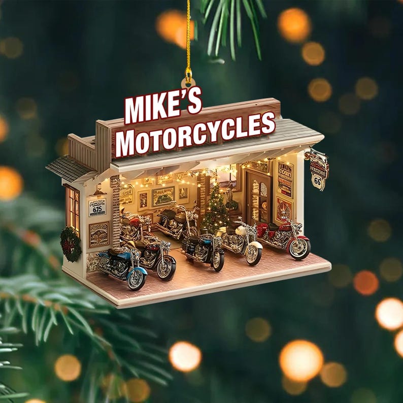 Personalized 2D FLAT (NOT 3D) Acrylic Motorcycle Shop Ornament, Custom ...