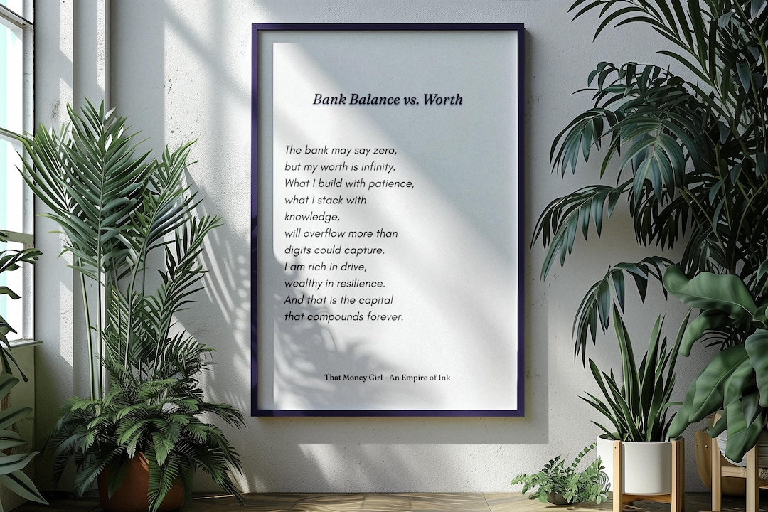 Luxury Poem | Bank Balance Vs. Worth – Wall Art | Motivational ...