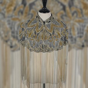 Luxury Embroidered Cape Jacket With Fringe – Women’s Evening Gilet in ...