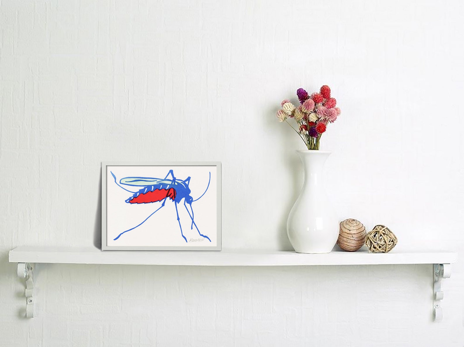 Mosquito Painting Insect Original Art Animal Wall Art | Etsy