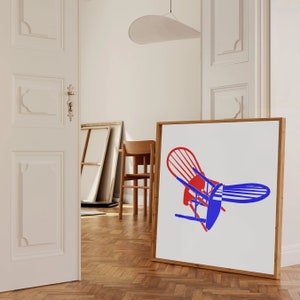 Chair Art Print Pop Art Red Blue Poster Interior Design Wall Art Iconic ...