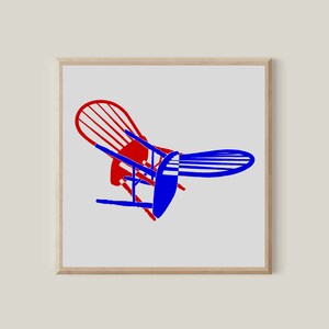 Chair Art Print Pop Art Red Blue Poster Interior Design Wall Art Iconic ...
