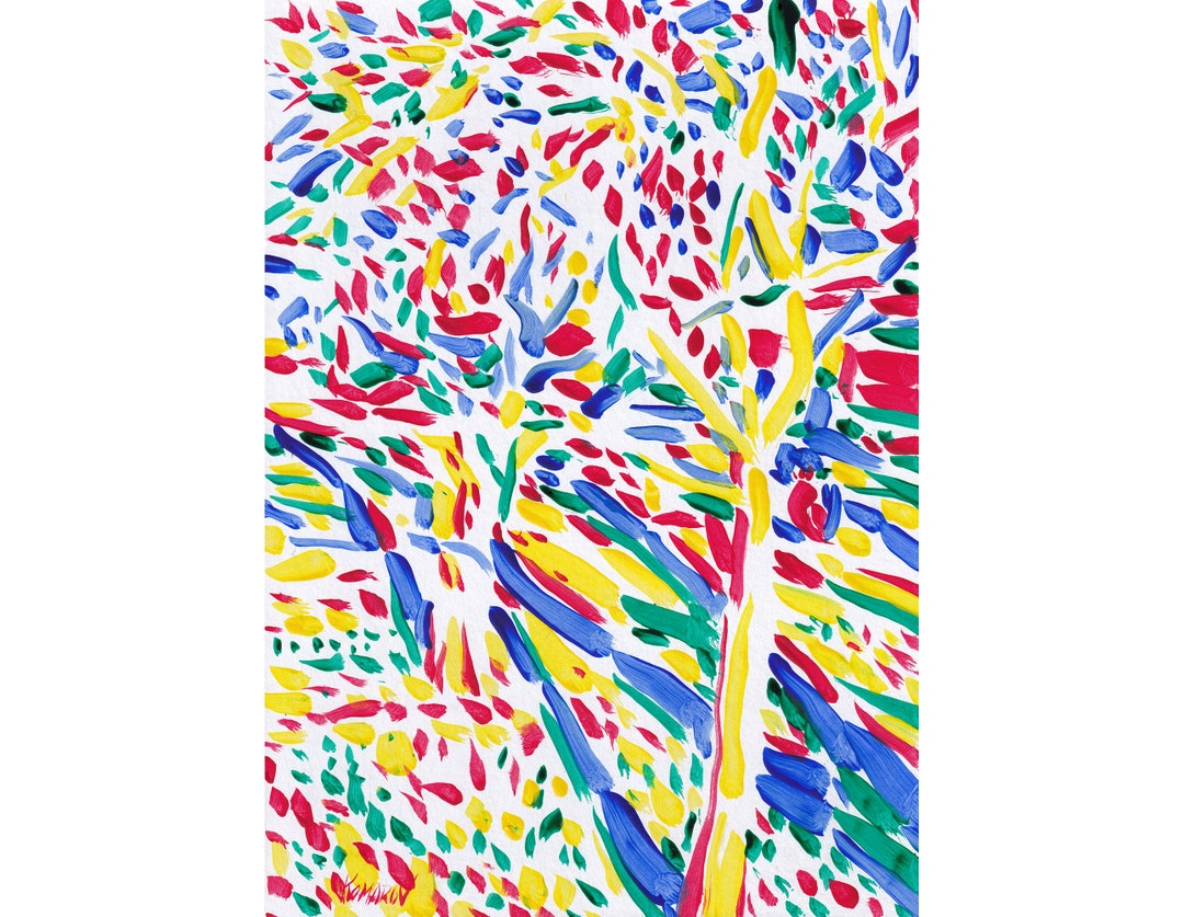 Tree Painting Landscape Original Art Orchard Wall Art Colorful ...