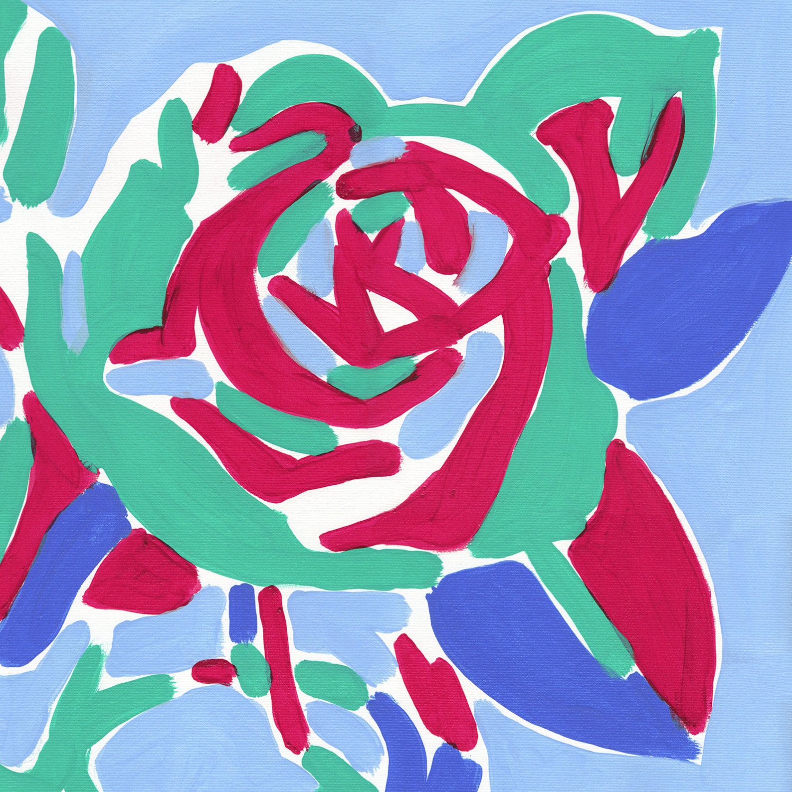 Rose Painting June Birth Flower Original Art Floral Wall Art | Etsy