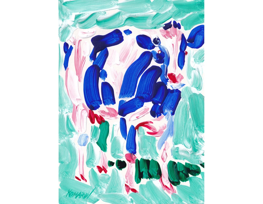 Colorful Cow Painting Farm Animal Original Art Expressionist Farmhouse ...