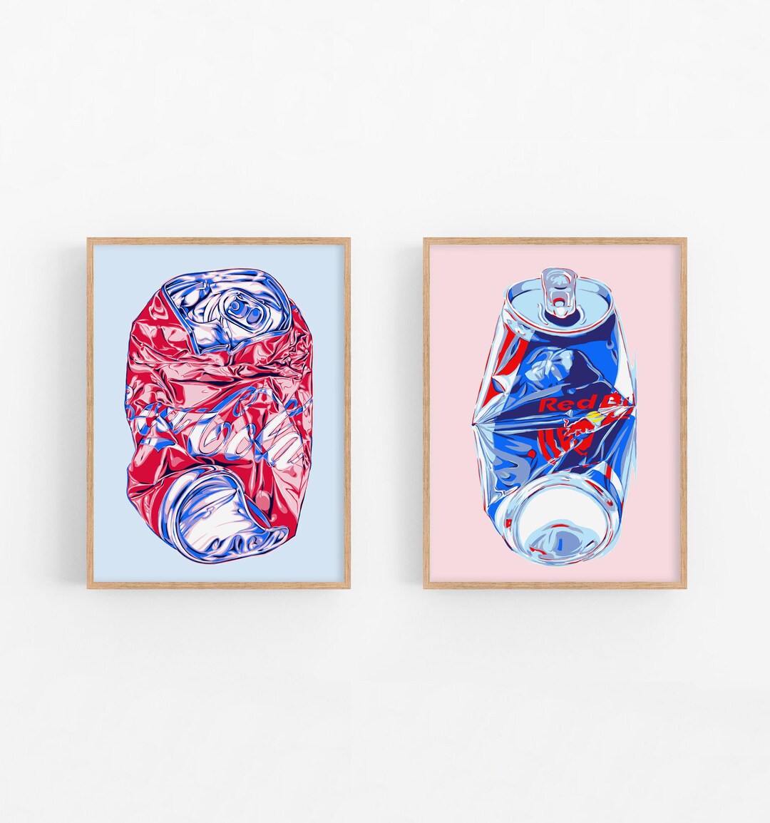 Red Bull Art Print Drink Wall Art Bar Cart Artwork Set of 2 Kitchen ...