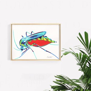 Mosquito Painting Insect Original Art Animal Wall Art Entomology ...