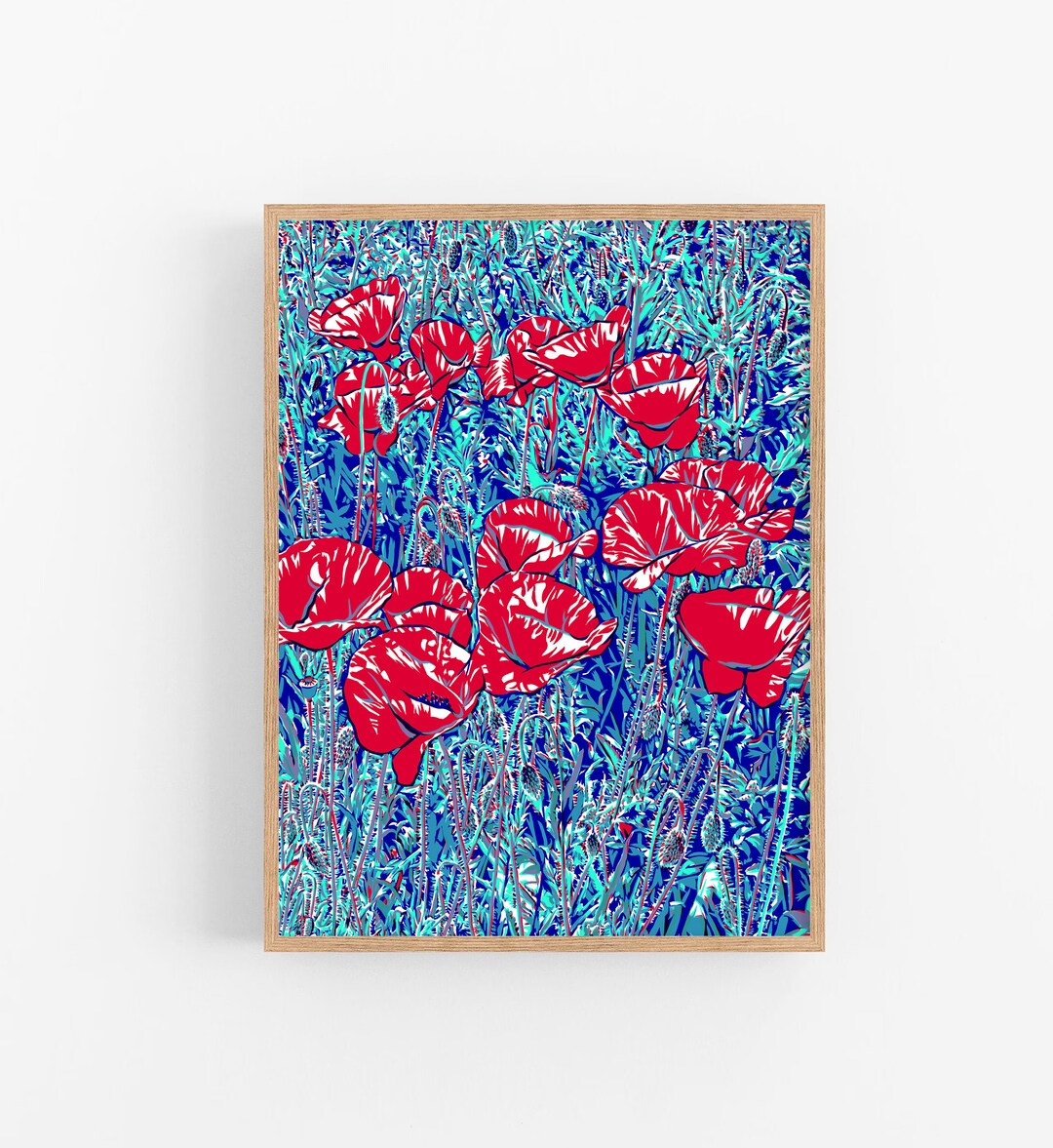 Red Poppy Art Print Flower Market Poster Rustic Floral Wall - Etsy