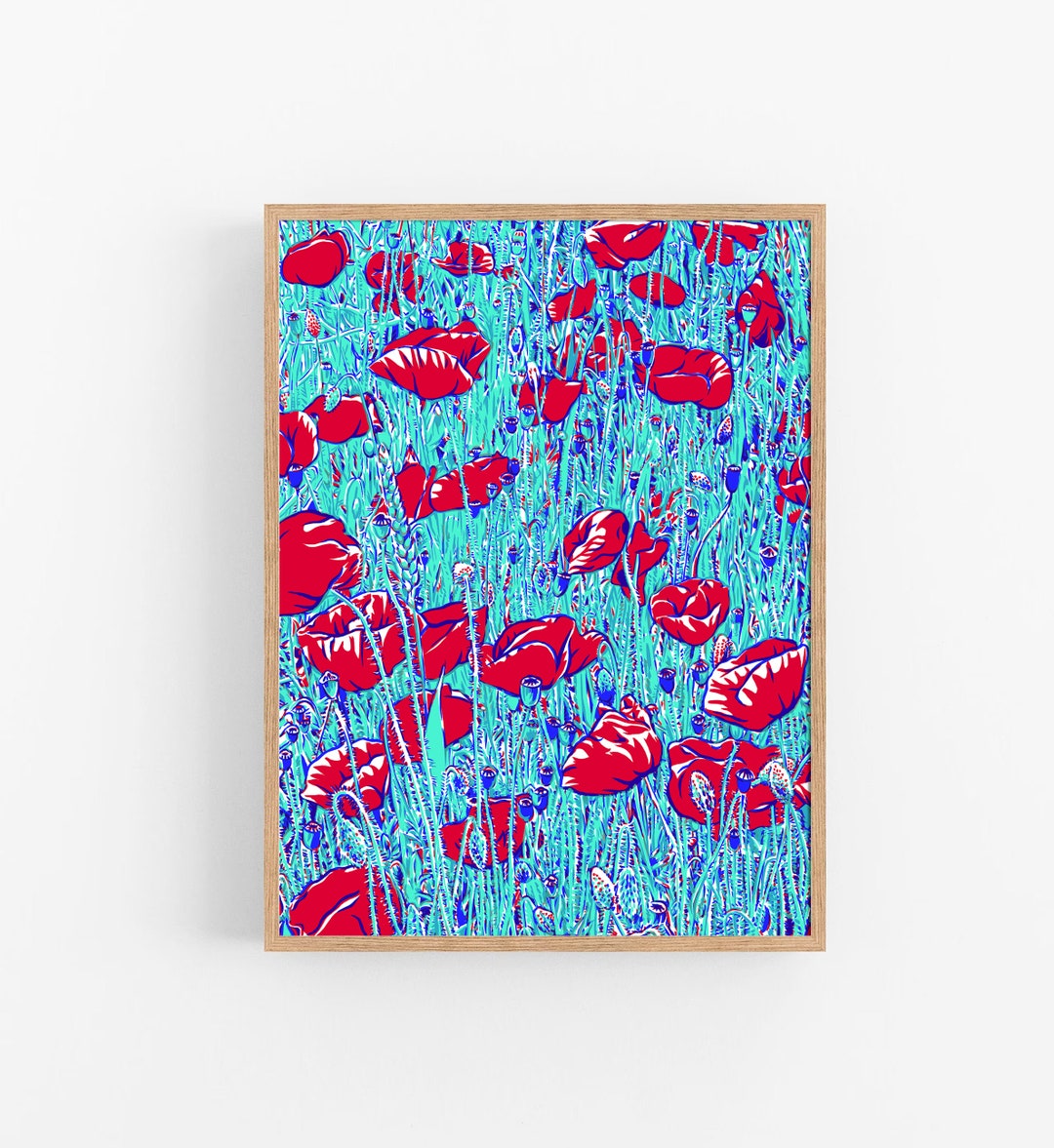 Poppy Art Print Floral Poster Red Flower Wall Art Botanical Artwork ...
