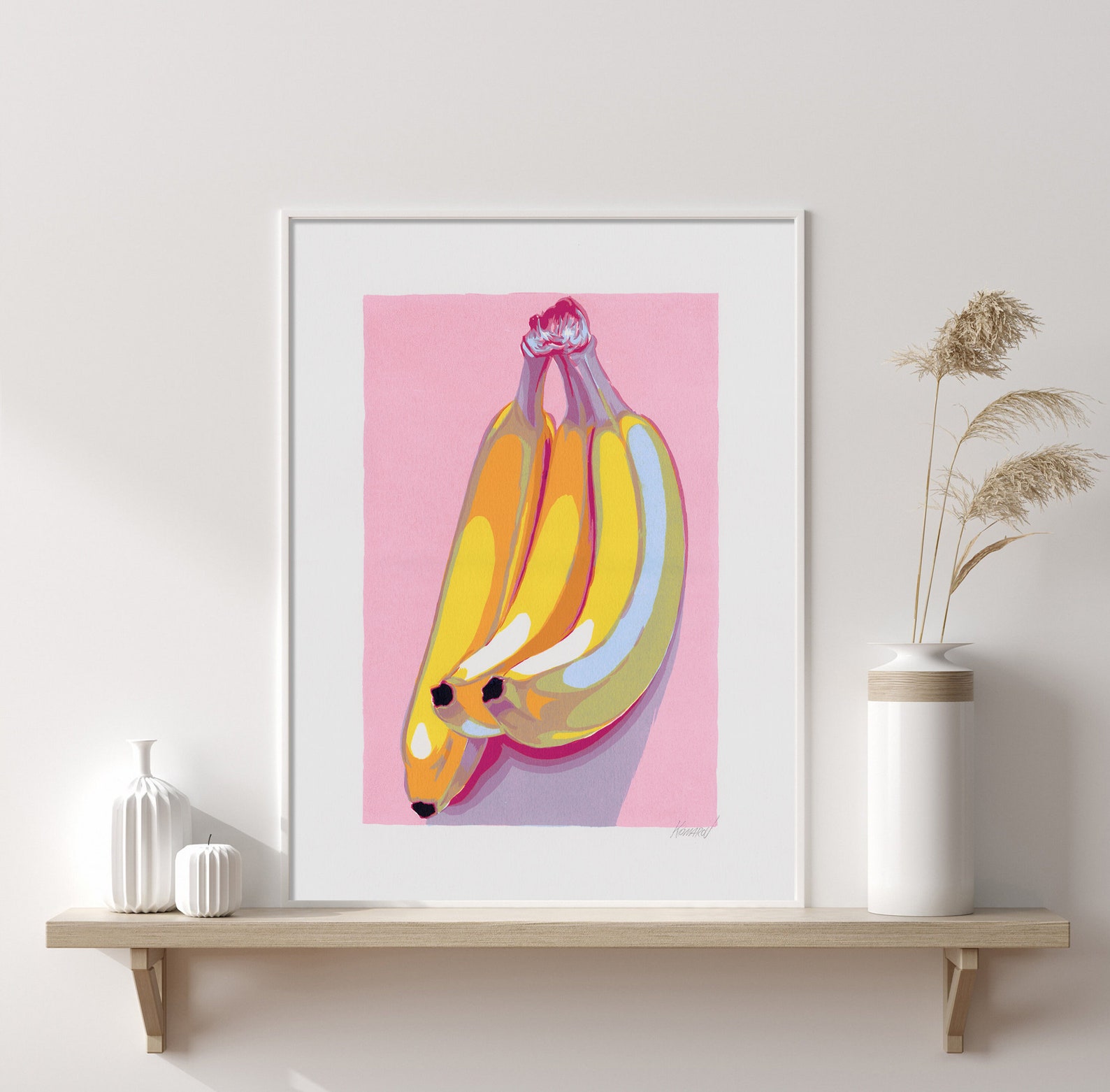 Banana Painting Kitchen Original Art Food Wall Art Fruit Artwork 16 by ...