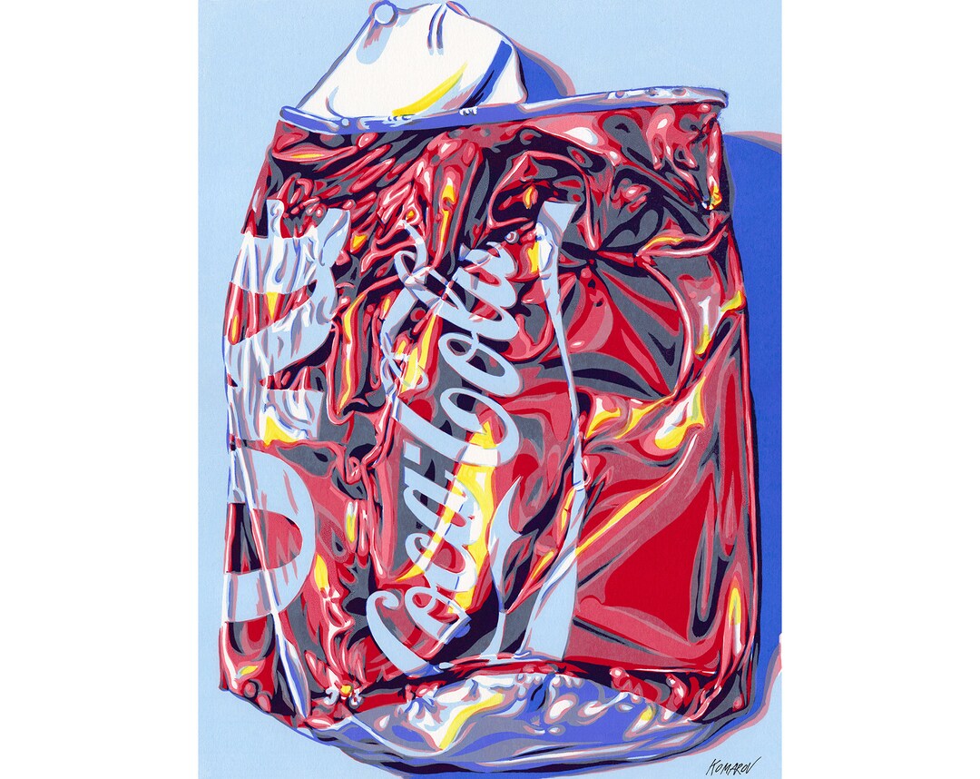 Crushed Coca-cola Can Painting, Original Graphic Art (16x12) - Etsy
