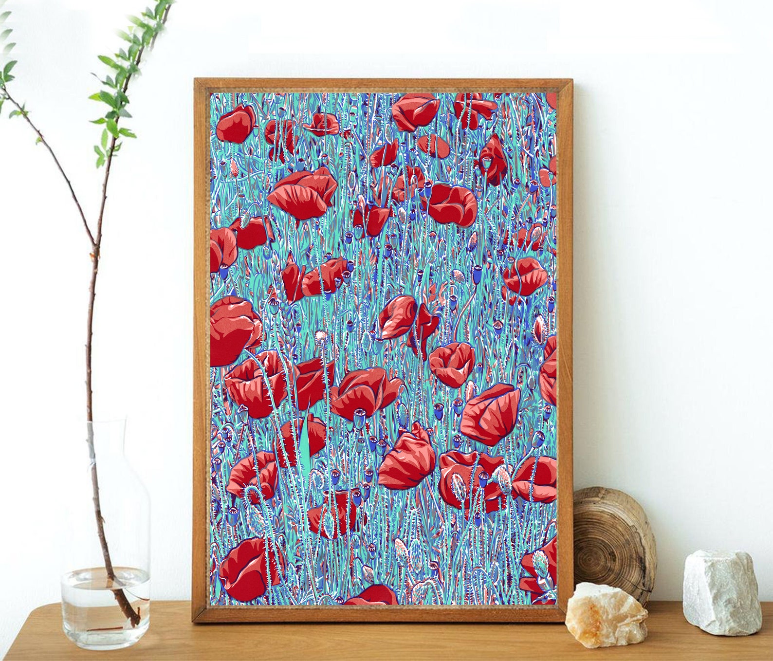 Poppy Art Print Red Floral Poster Wildflower Wall Art Modern - Etsy
