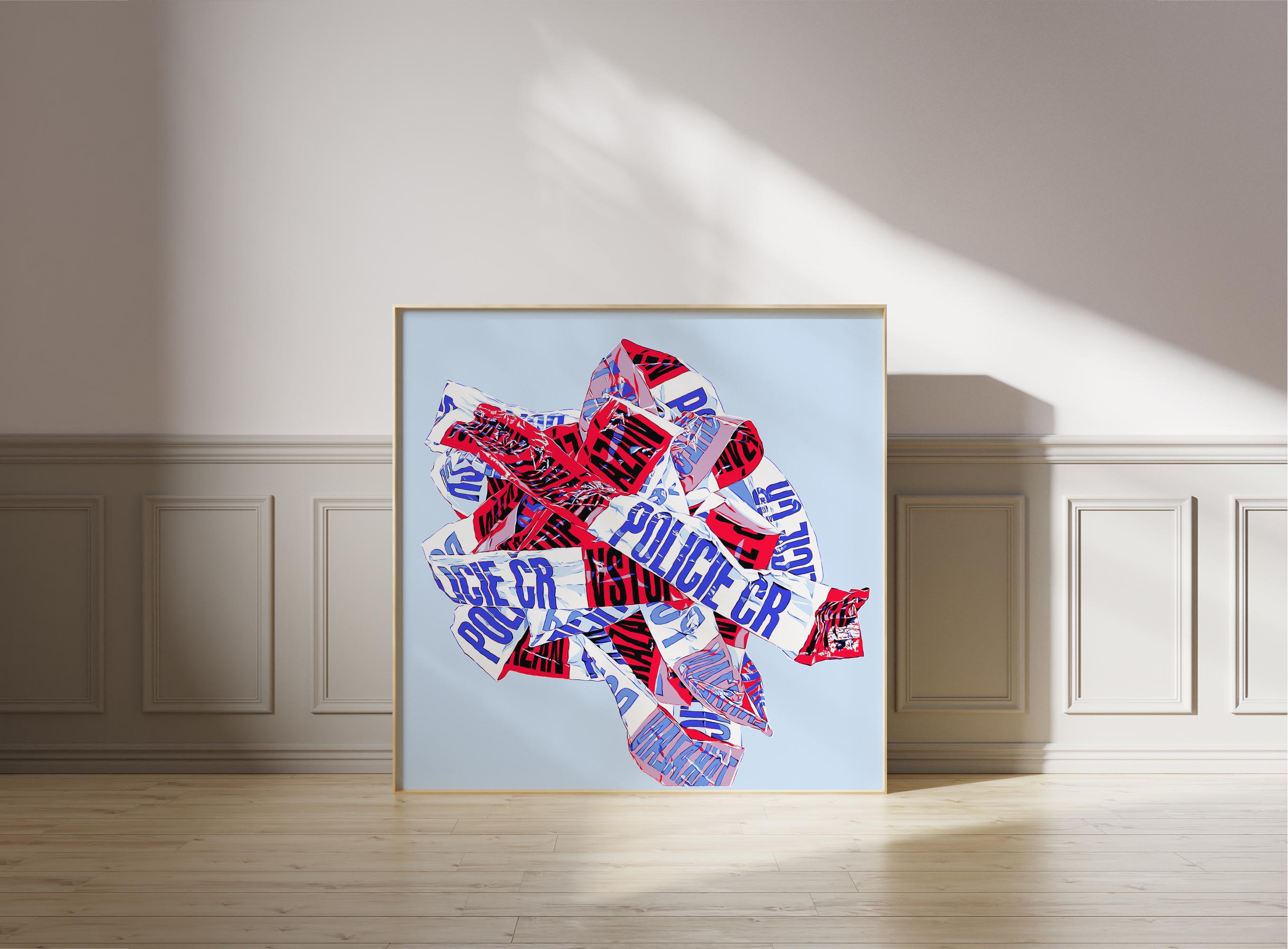 Police Tape Pop Art Print, Red & Blue Barricade Poster - Etsy