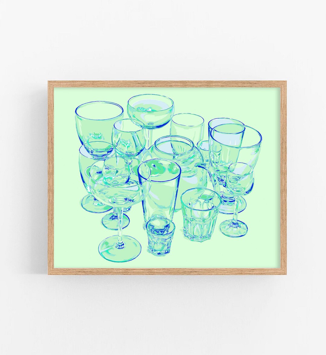 Glass Art Print Kitchen Poster Drink Wall Art Wine Artwork ...