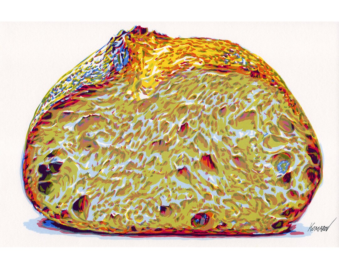 Bread Painting Kitchen Original Art Food Wall Art Backery Artwork Tasty ...