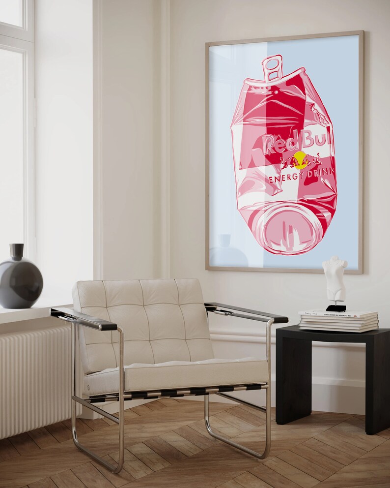 Red Bull Can Art Print, Pop Art Kitchen Poster - Etsy