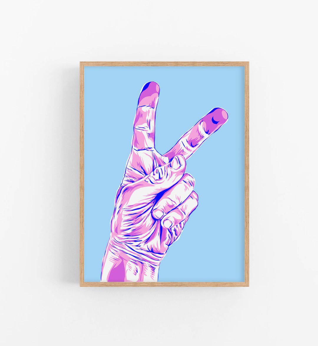 Hand Gesture Art Print V Sign Victory Wall Art Human Poster Fingers ...