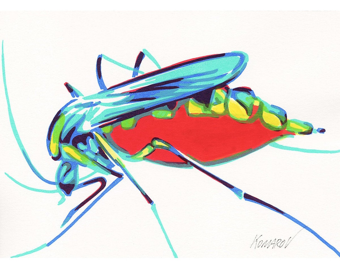 Mosquito Painting Insect Original Art Animal Wall Art Entomology ...