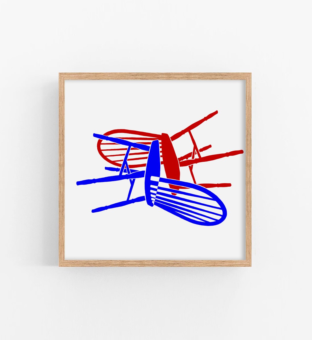 Chair Art Print Pop Art Red Blue Poster Interior Design Wall Art Iconic ...