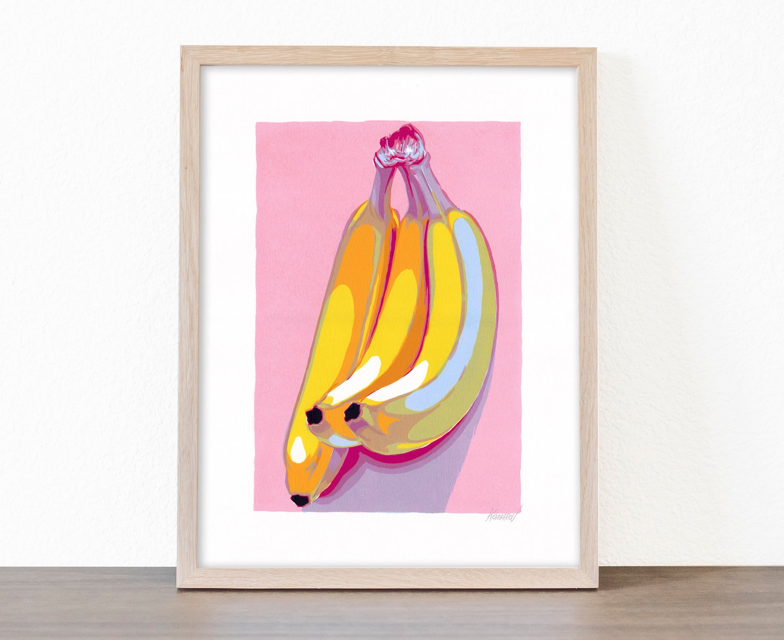 Banana Painting Kitchen Original Art Food Wall Art Fruit - Etsy