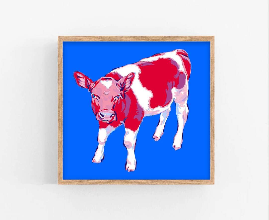 Cow Art Print Farm Animal Poster Calf Wall Art Farmhouse - Etsy