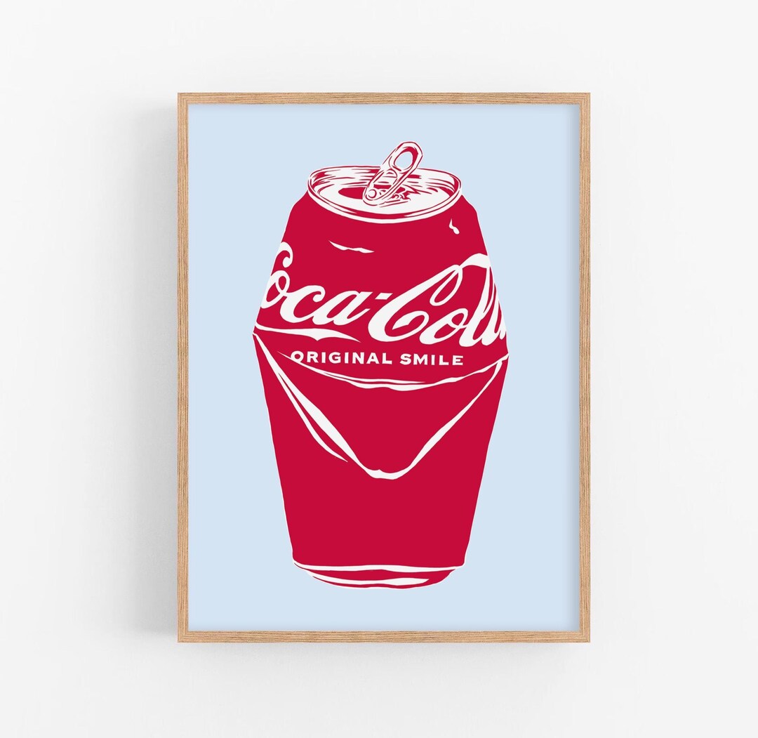 Smiling Coca cola Can Art Print Pop Art Poster Drink Wall Art Kitchen
