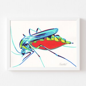 Mosquito Painting Insect Original Art Animal Wall Art Entomology ...