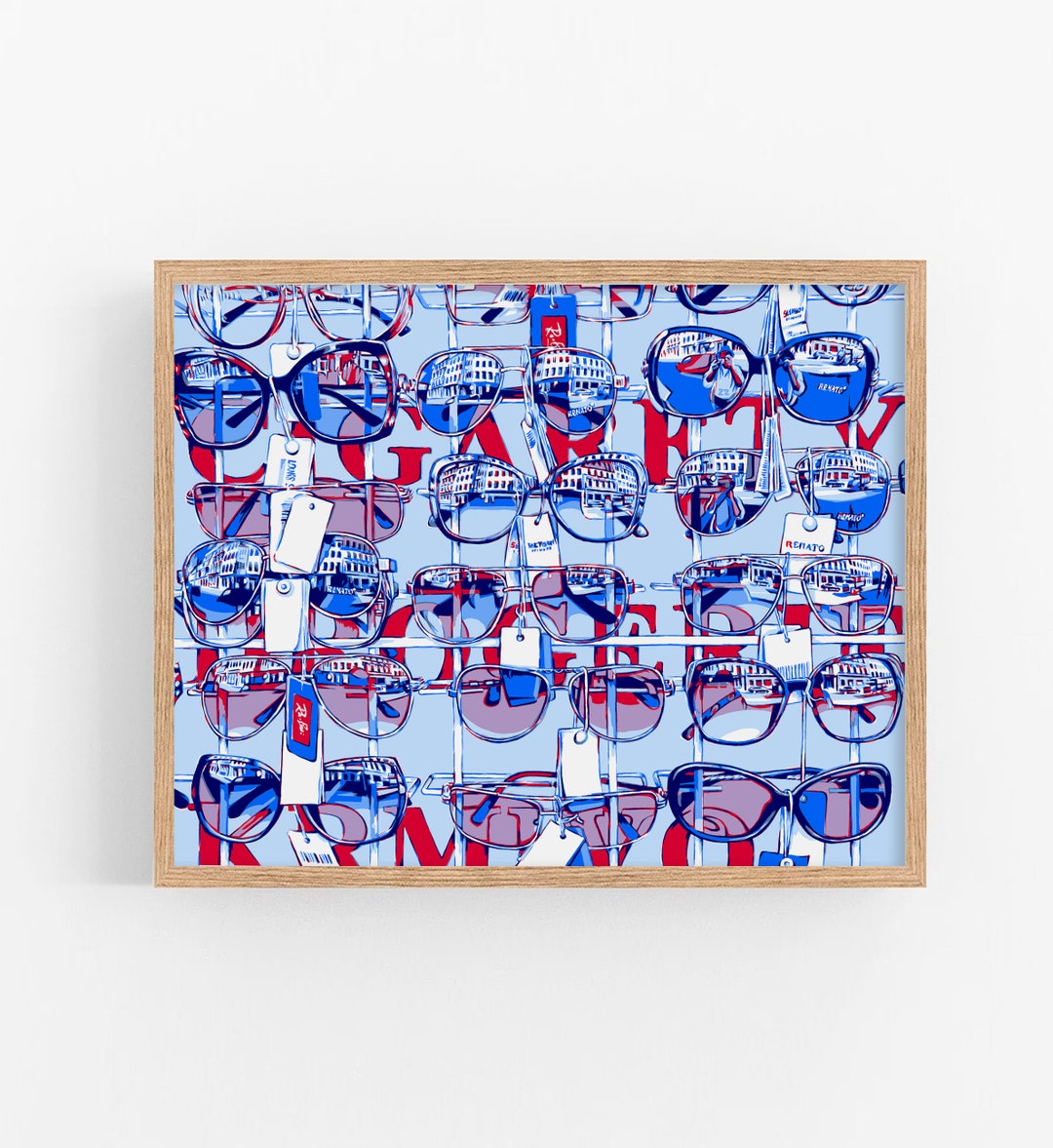 Eyeglasses Art Print Fashion Wall Art Sunglasses Poster Colorful Red Blue Illustration Cute