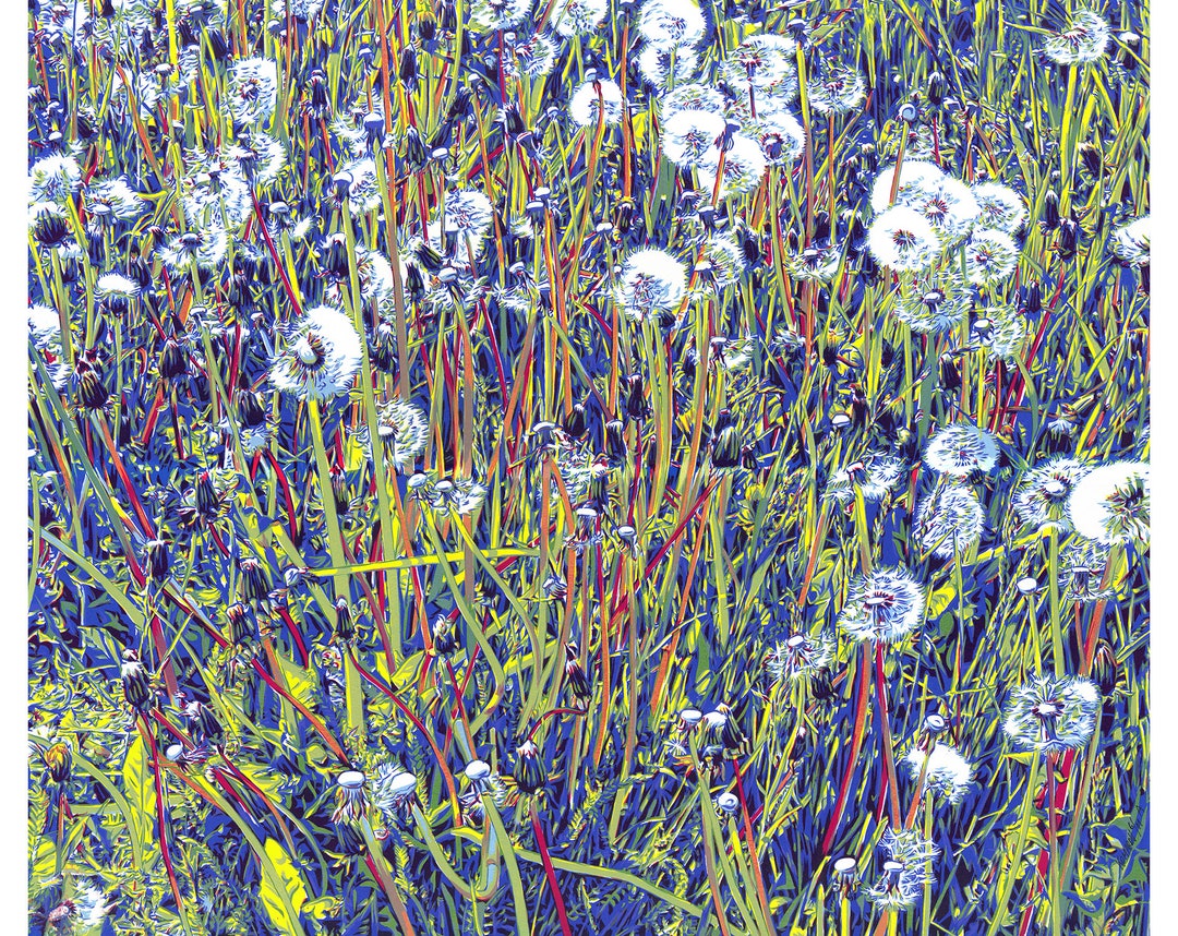 Dandelion Painting Flower Original Art Floral Graphic Fine Art ...