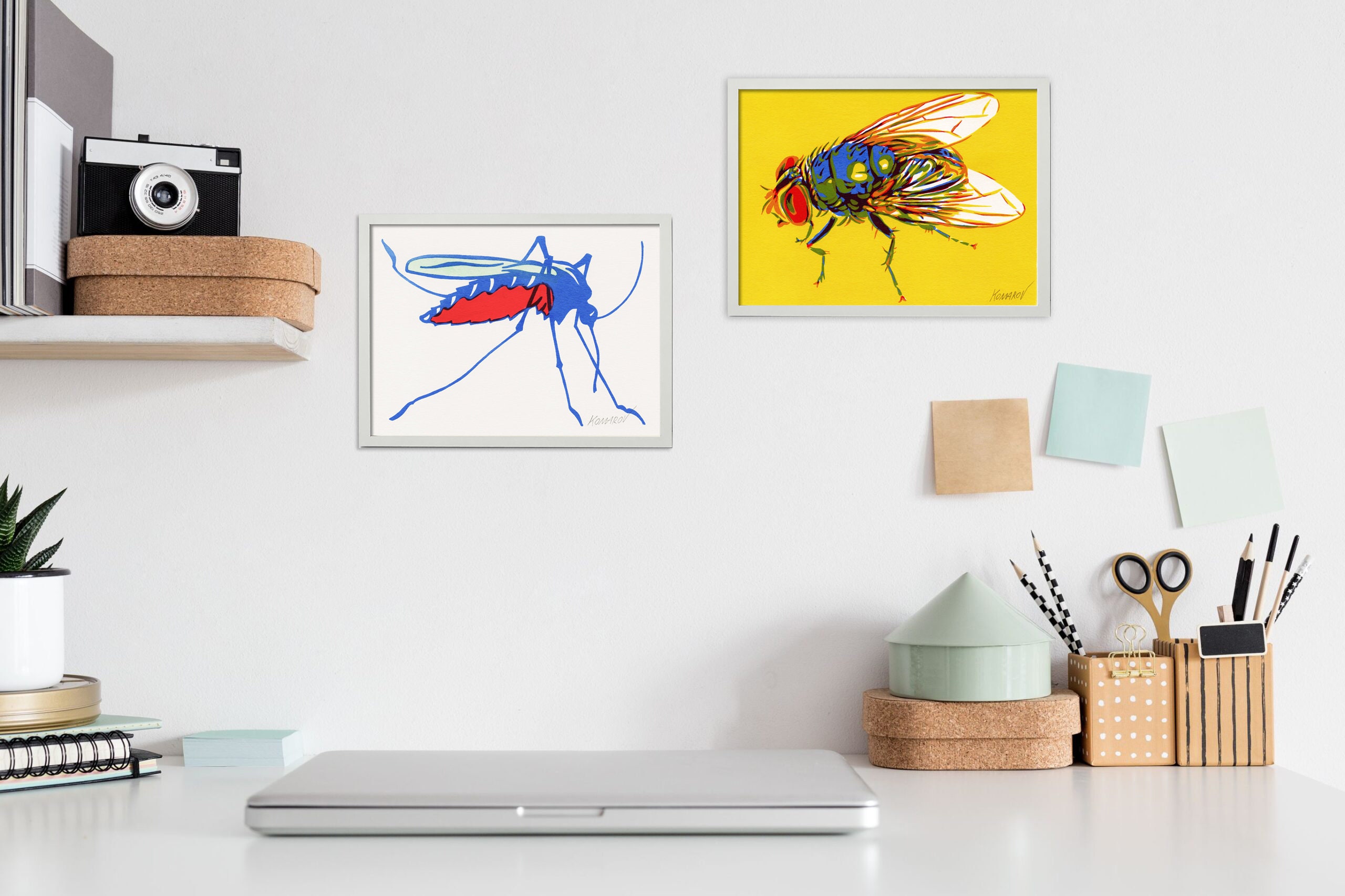 Pintura de mosquitos Arte original de insectos Arte mural - Etsy México