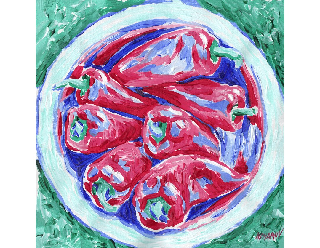Paprika Painting Vegetable Original Art Kitchen Wall Art Food Artwork ...
