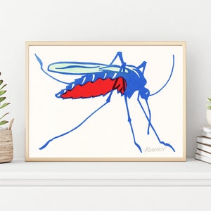 Mosquito Painting Insect Original Art Animal Wall Art Entomology ...