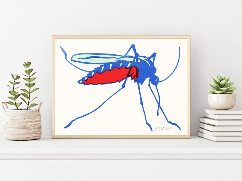 Mosquito Painting Insect Original Art Animal Wall Art - Etsy