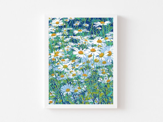 Daisy Painting Floral Original Art April Birth Flower Wall Art - Etsy