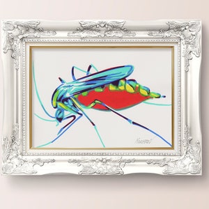 Mosquito Painting Insect Original Art Animal Wall Art Entomology ...