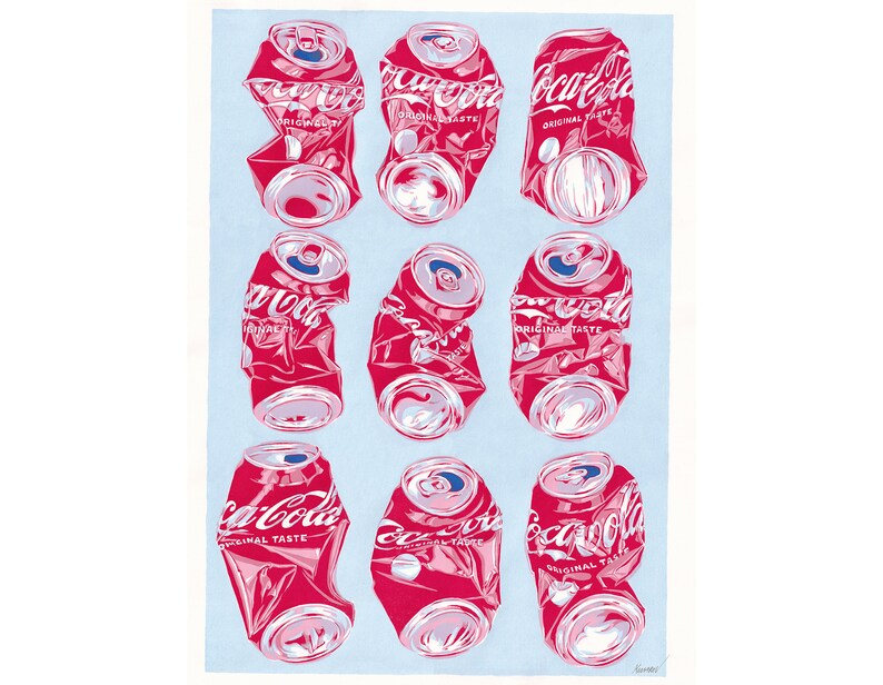 crushed-coca-cola-can-painting-pop-art-original-art-drink-wall-etsy