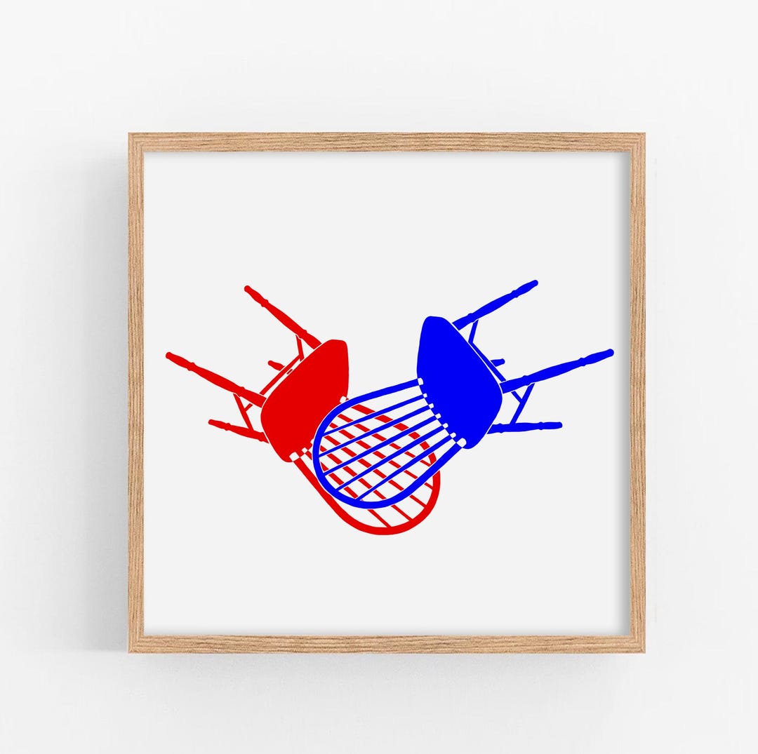 Chair Art Print Pop Art Red Blue Poster Interior Design Wall Art Iconic ...