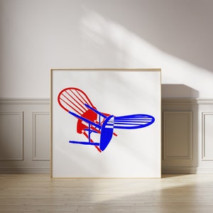 Chair Art Print Pop Art Red Blue Poster Interior Design Wall Art Iconic ...