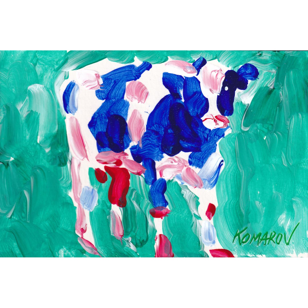 Colorful Cow Painting Farm Animal Original Art Expressionist Farmhouse ...