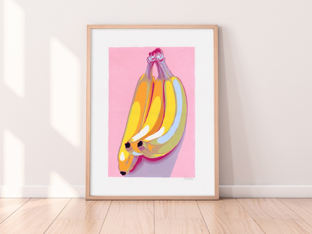 Banana Painting Kitchen Original Art Food Wall Art Fruit Artwork 16 by ...