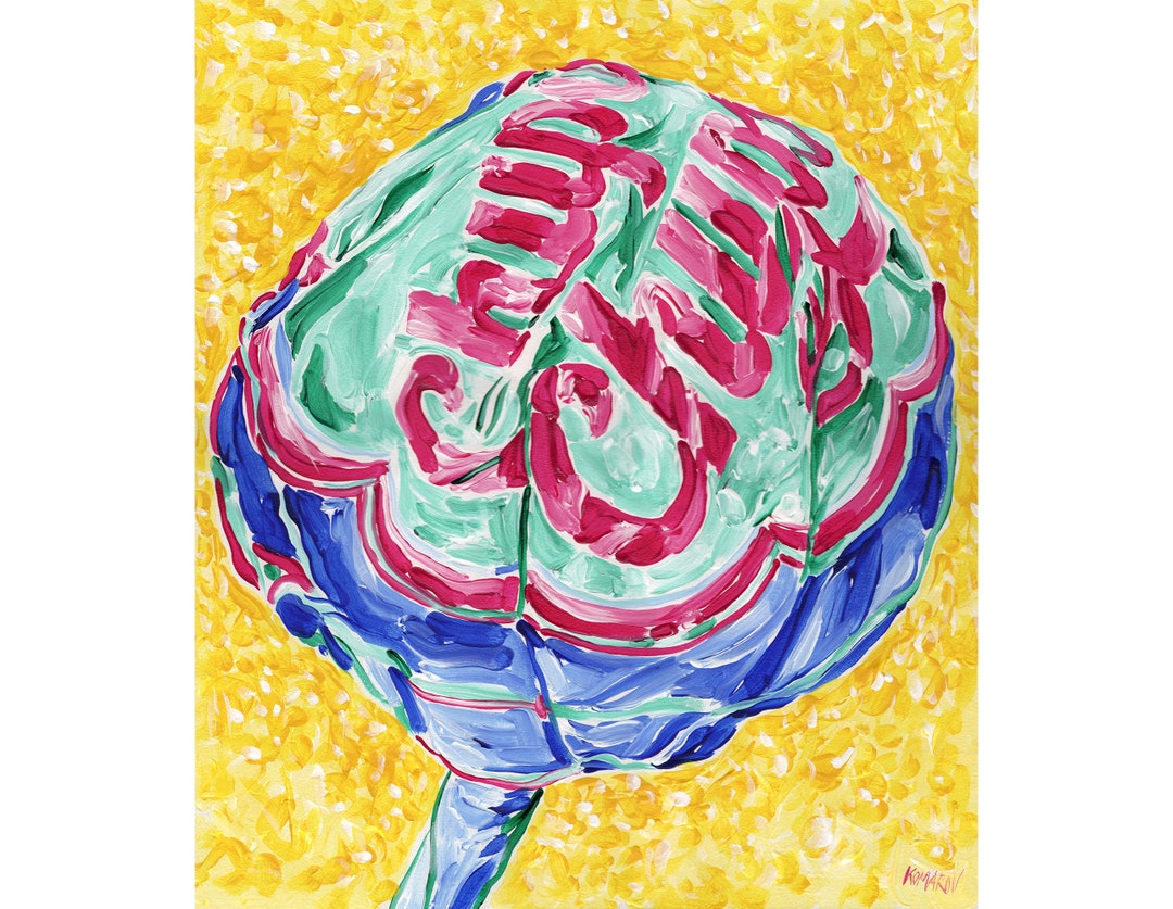 Lollipop Painting Kitchen Original Art Candy Wall Art Food Artwork ...