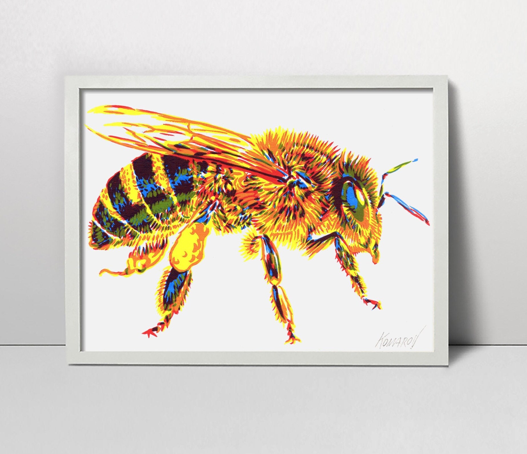 Honey Bee Painting Insect Original Art Honeybee Wall Art | Etsy