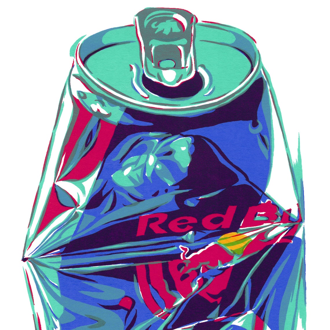 Red Bull Can Art Print Original Kitchen Wall Art Drink Artwork - Etsy