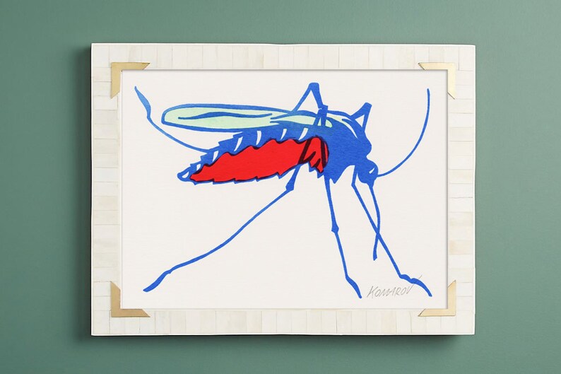 Mosquito Painting Insect Original Art Animal Wall Art | Etsy