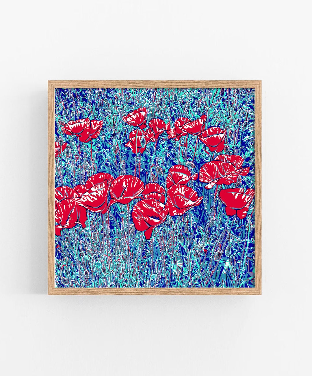 Poppy Art Print Floral Poster Red Flower Wall Art Botanical Artwork ...