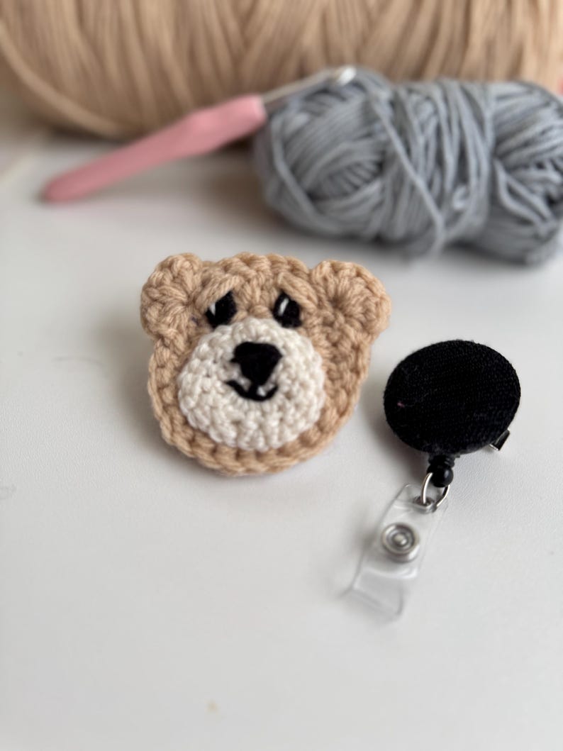Crochet Teddy Bear Badge Buddy: Interchangeable Alligator Clip - Etsy